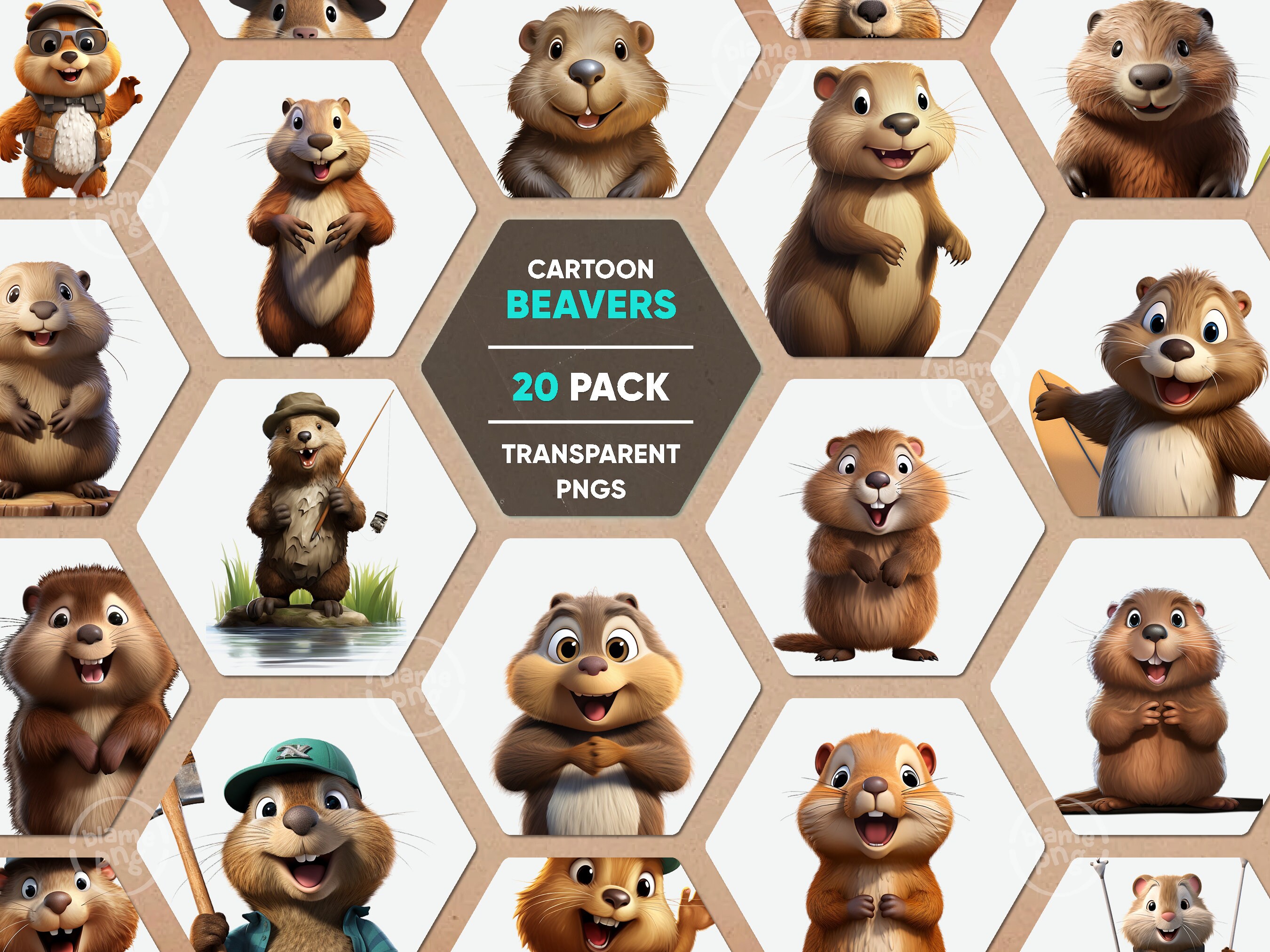 Cute Beaver Clipart, Cartoon Beaver PNG, Funny Beaver Clip Art, Fishing ...