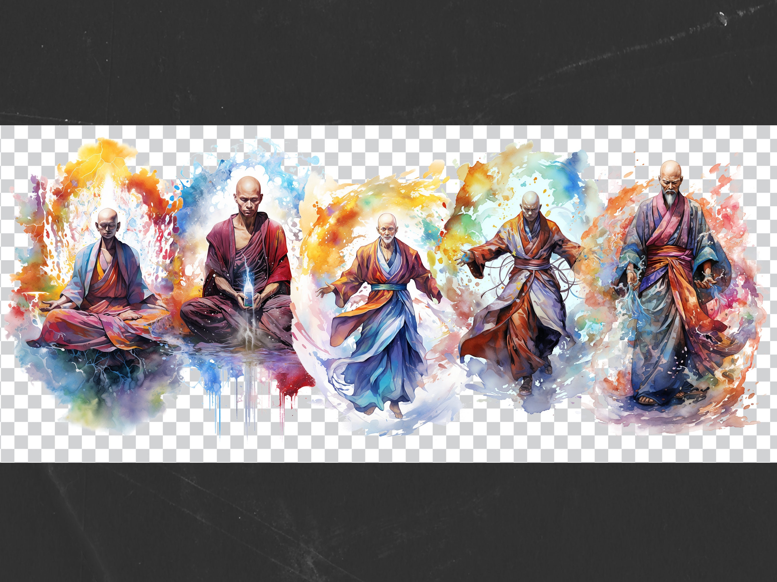 Watercolor Monk Clipart, Buddhist Monk PNG, Transparent Background ...