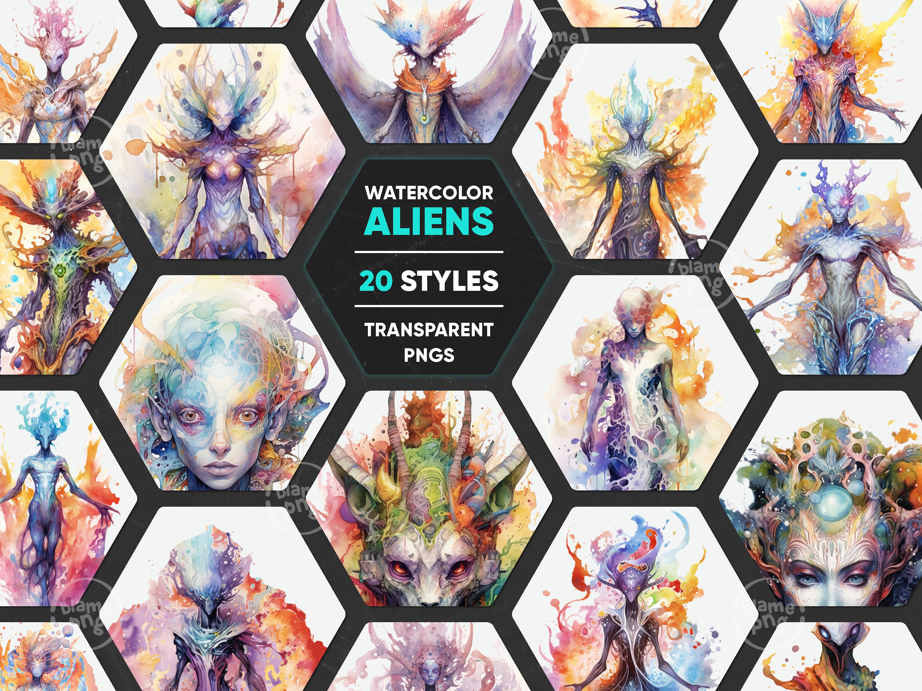 Watercolor Alien Clipart, Water Color Alien PNG, UFO Scrabooking ...