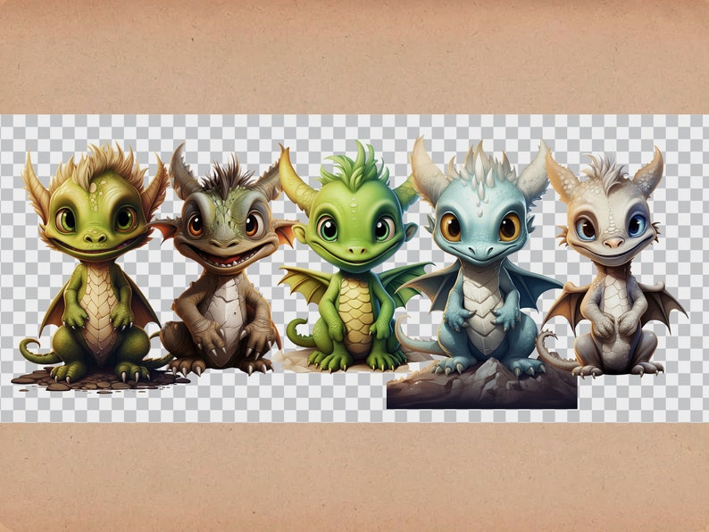 Cartoon Dragon Clipart, Cute Dragon PNG, Multiple Color Fantasy Dragons ...