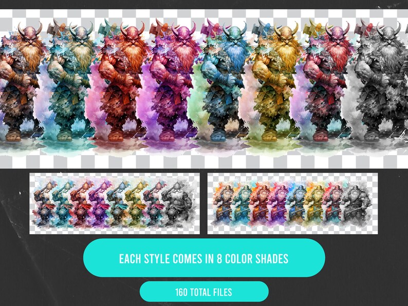 Watercolor Dwarf Clipart, Fantasy Dwarves PNG, Dwarven Warrior Clip Art ...