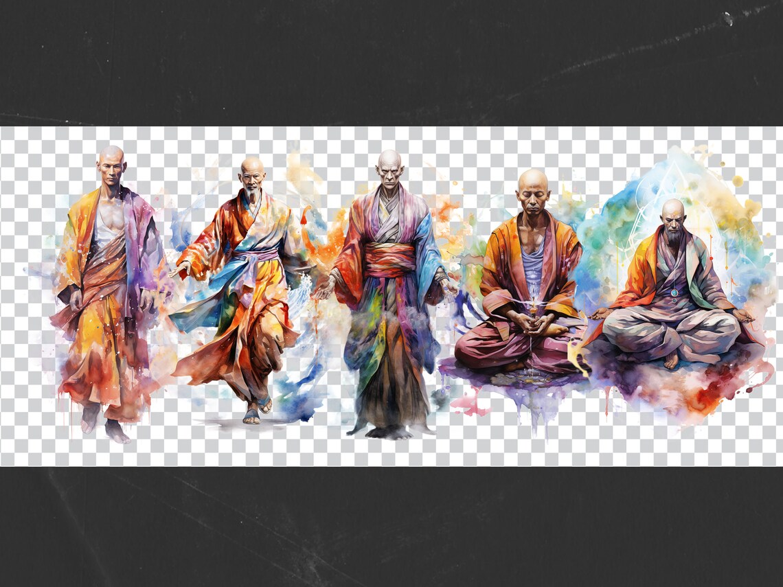 Watercolor Monk Clipart, Buddhist Monk PNG, Transparent Background ...