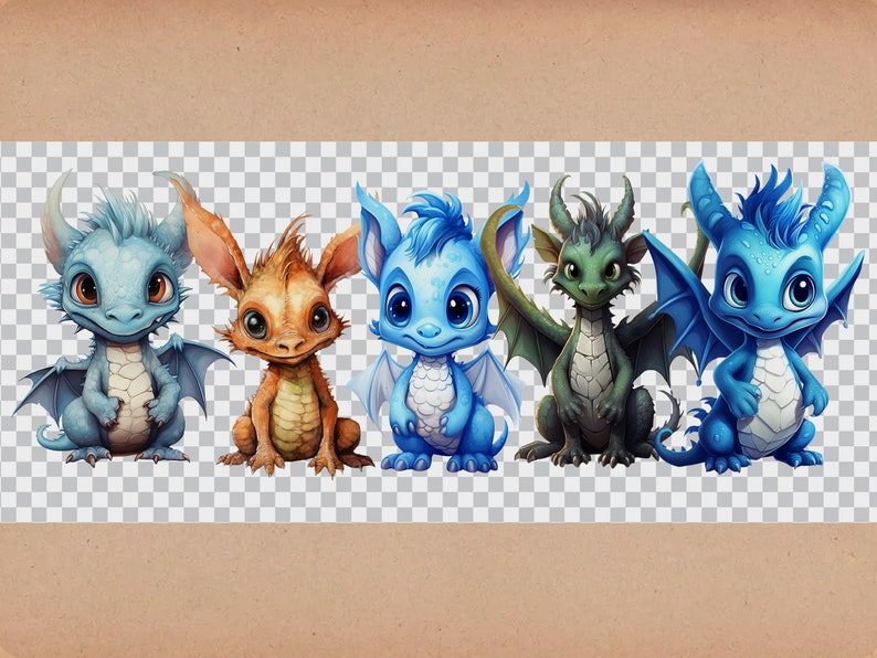 Cartoon Dragon Clipart, Cute Dragon PNG, Multiple Color Fantasy Dragons ...