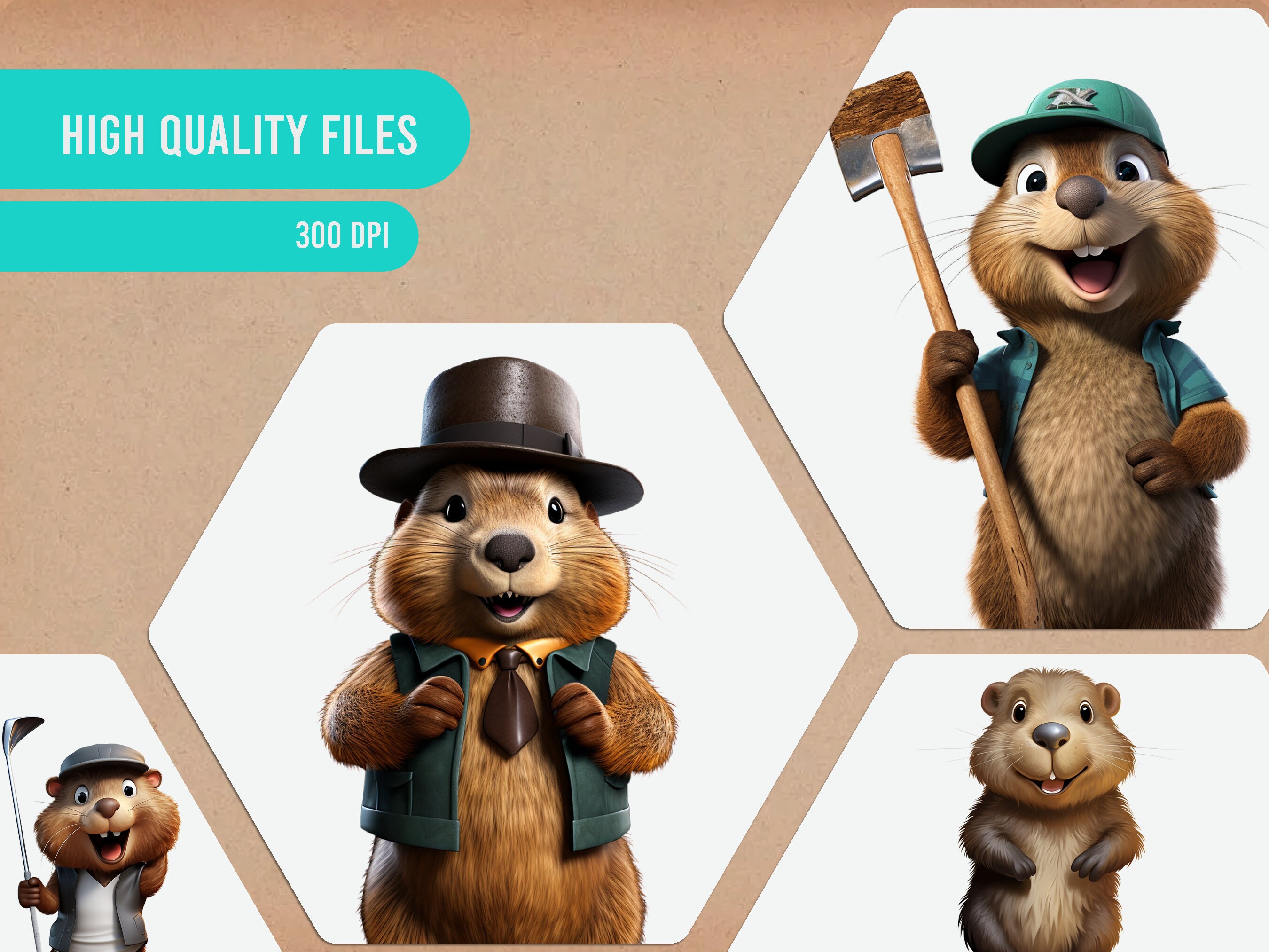 Cute Beaver Clipart, Cartoon Beaver PNG, Funny Beaver Clip Art, Fishing ...