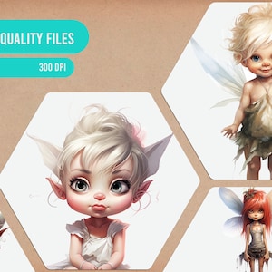 Funny Cartoon Fairy Clipart, Cute Fairies PNG Pack, Baby Fairy ...