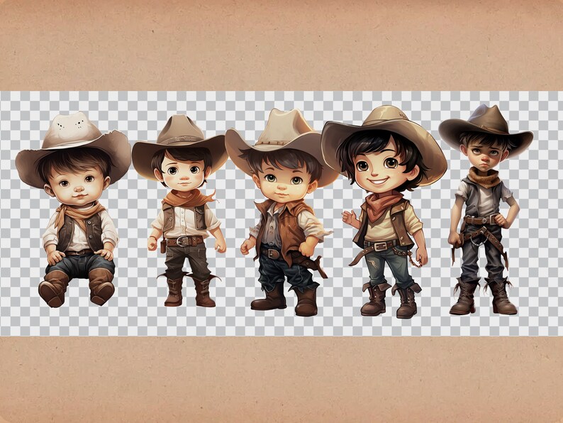 Cute Cowboy Clipart, Baby Cowboys PNG, Cowgirl Clip Art, Kids Cowboy ...