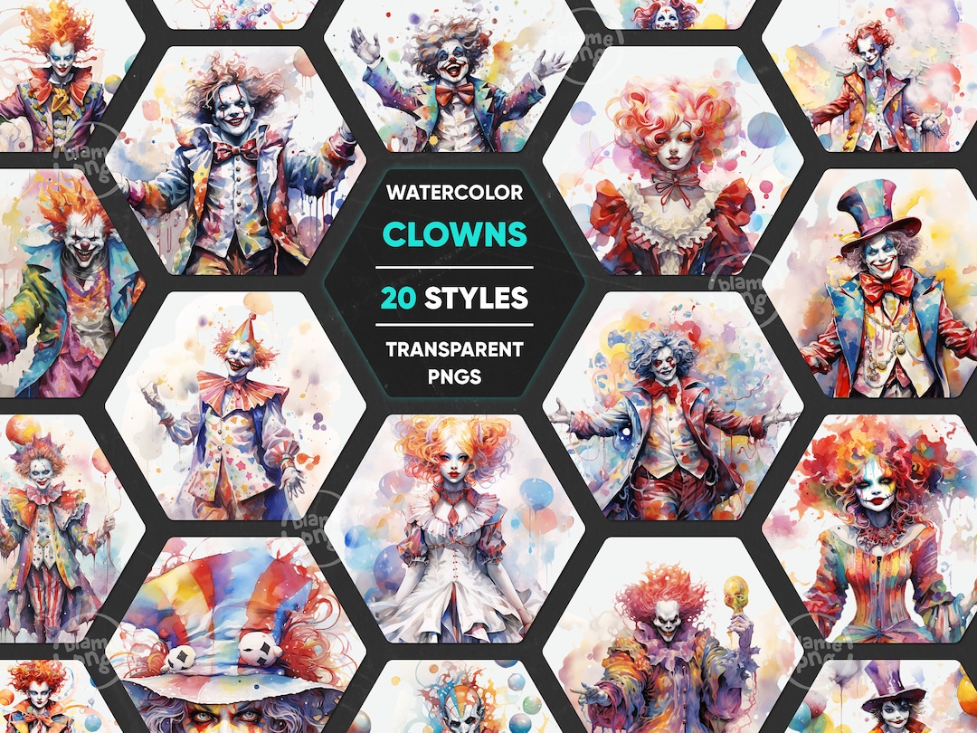 Watercolor Clown Clipart, Water Colour Clown PNG, Jester Clipart ...
