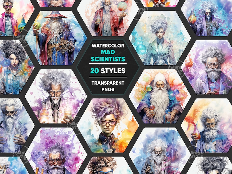 Watercolor Mad Scientist Clipart, Water Colour Crazy Scientist PNG ...