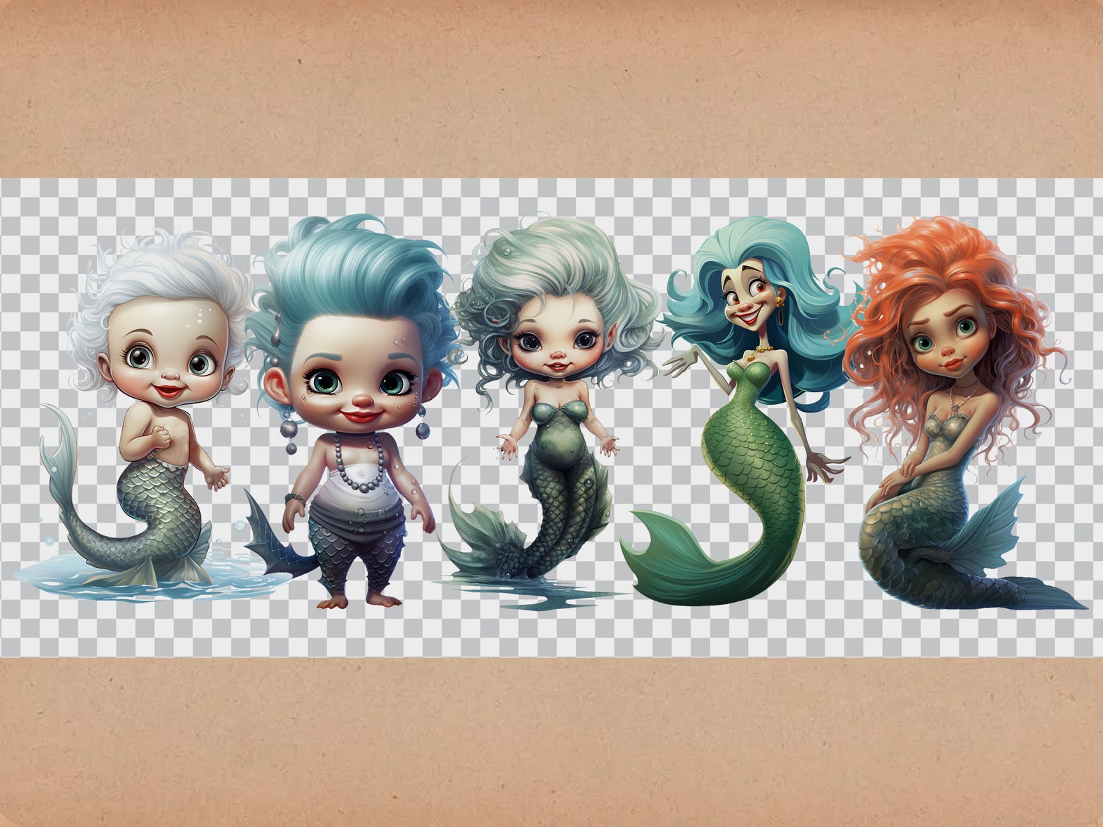 Cute Mermaid Clipart, Cartoon Mermaid PNG, Transparent Background ...