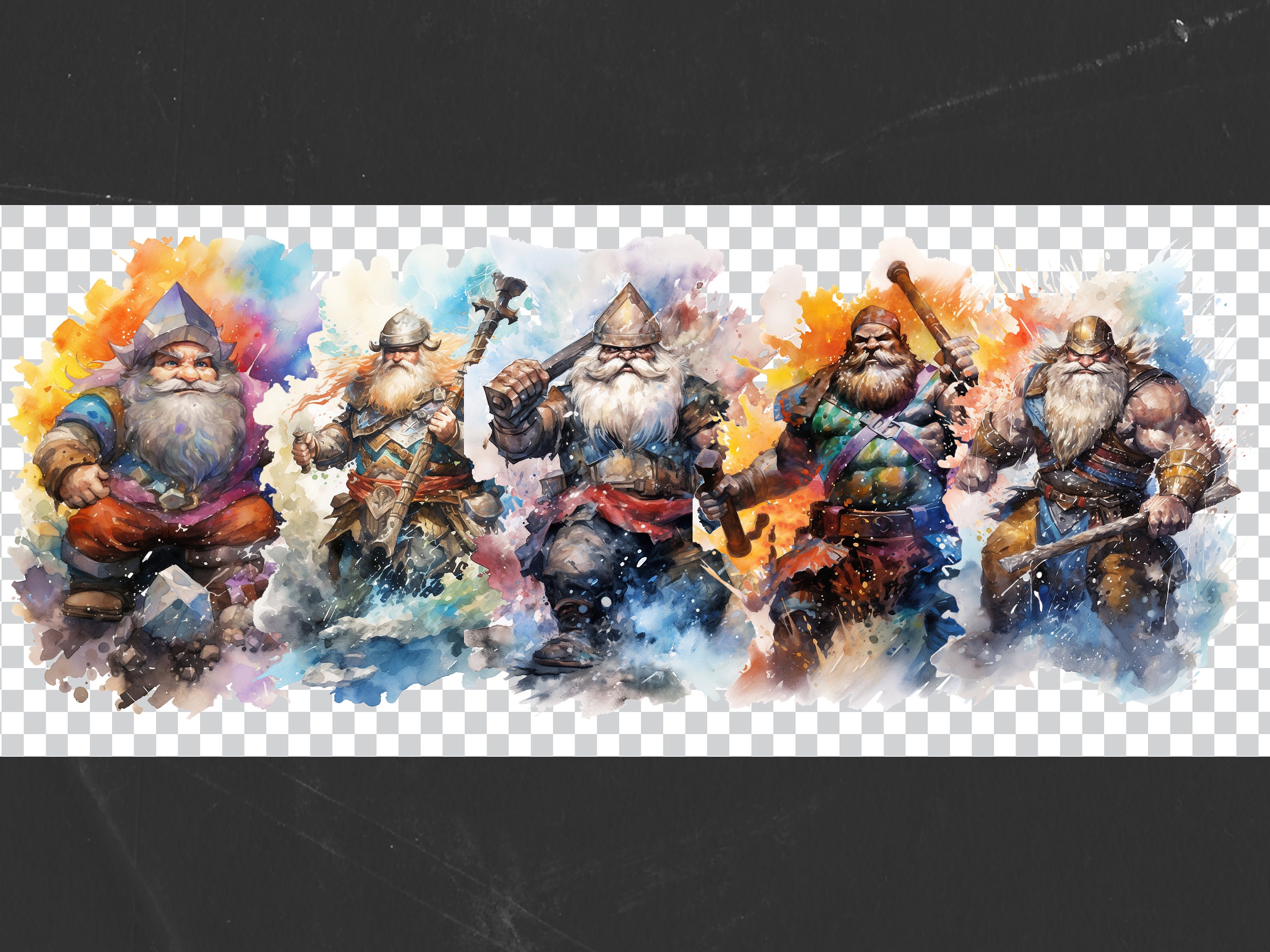 Watercolor Dwarf Clipart Fantasy Dwarves PNG Dwarven Warrior - Etsy