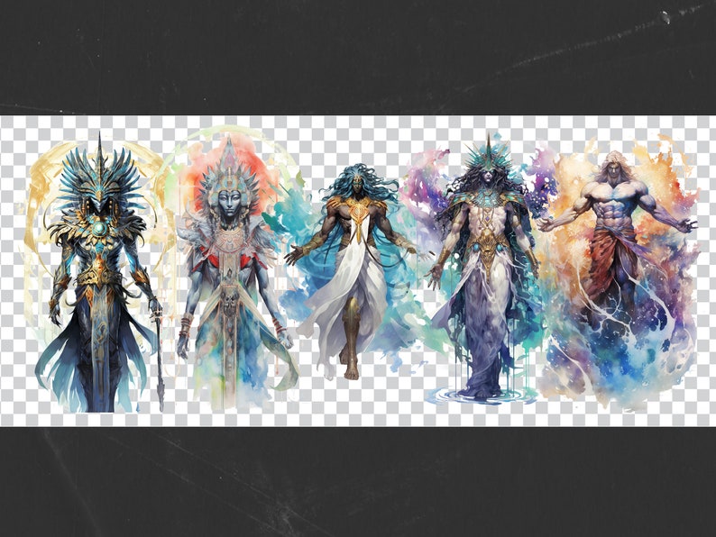 Watercolor Gods Clipart, Ancient Gods Clip Art, Egyptian God PNG, Greek ...