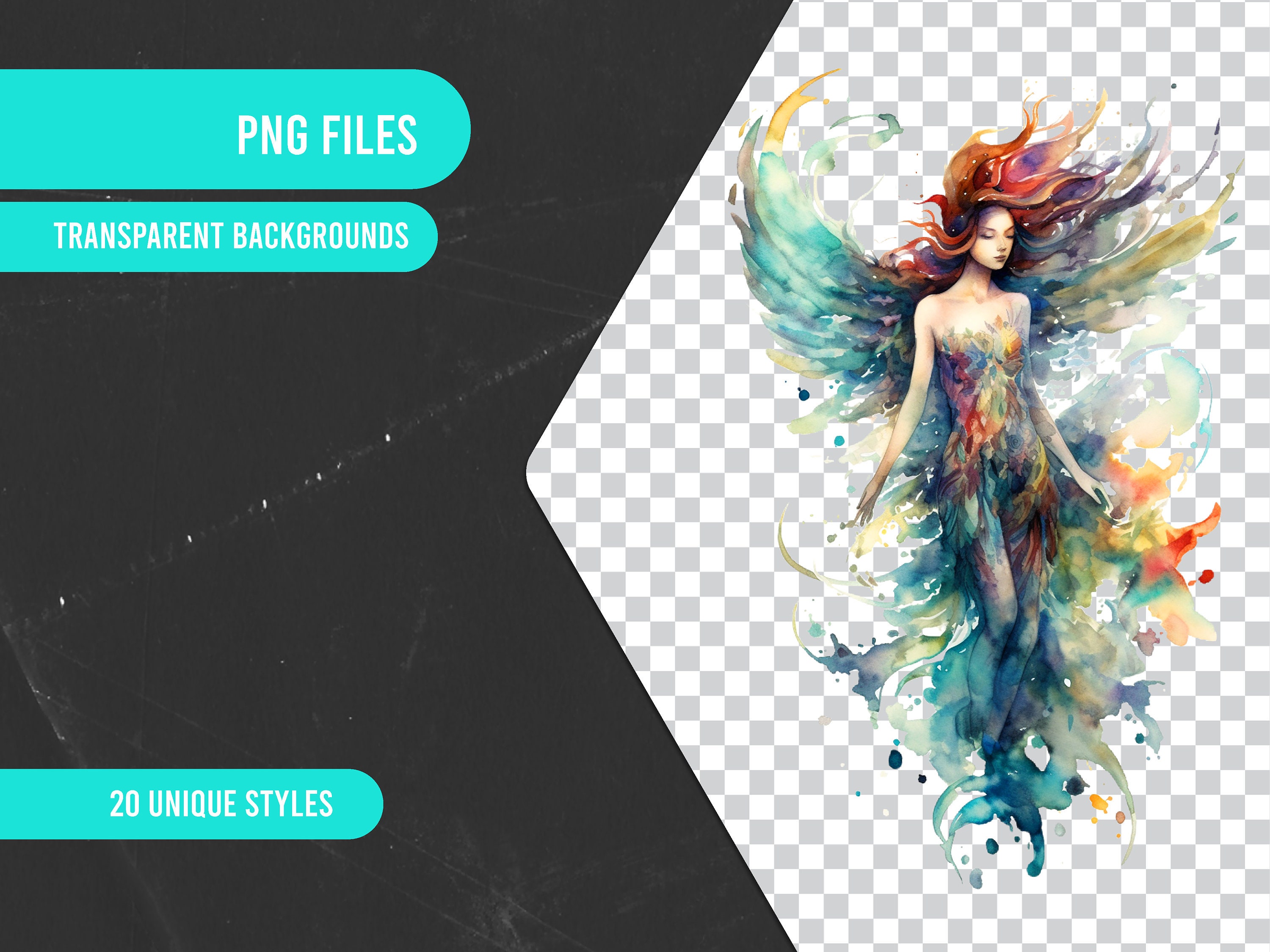 Watercolor Angel Clipart, Water Color PNG, Fantasy Clip Art Pack ...