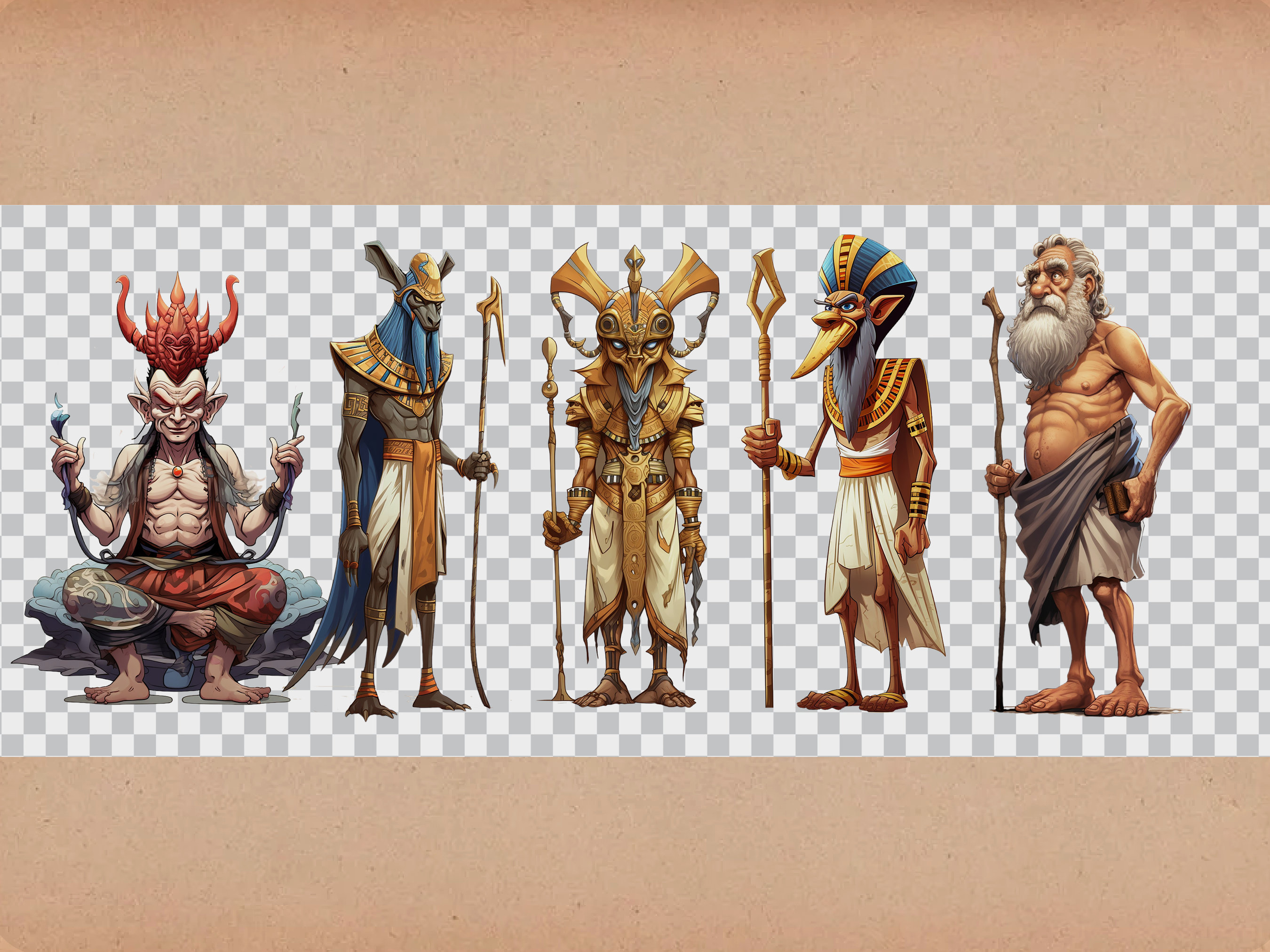 Cartoon Gods Clipart Ancient Egyptian Gods PNG Greek God - Etsy