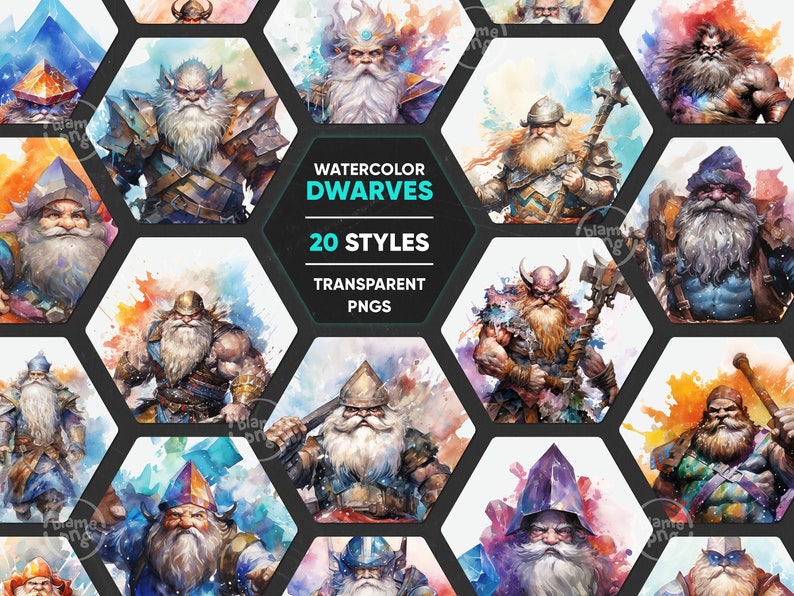 Watercolor Dwarf Clipart, Fantasy Dwarves PNG, Dwarven Warrior Clip Art ...