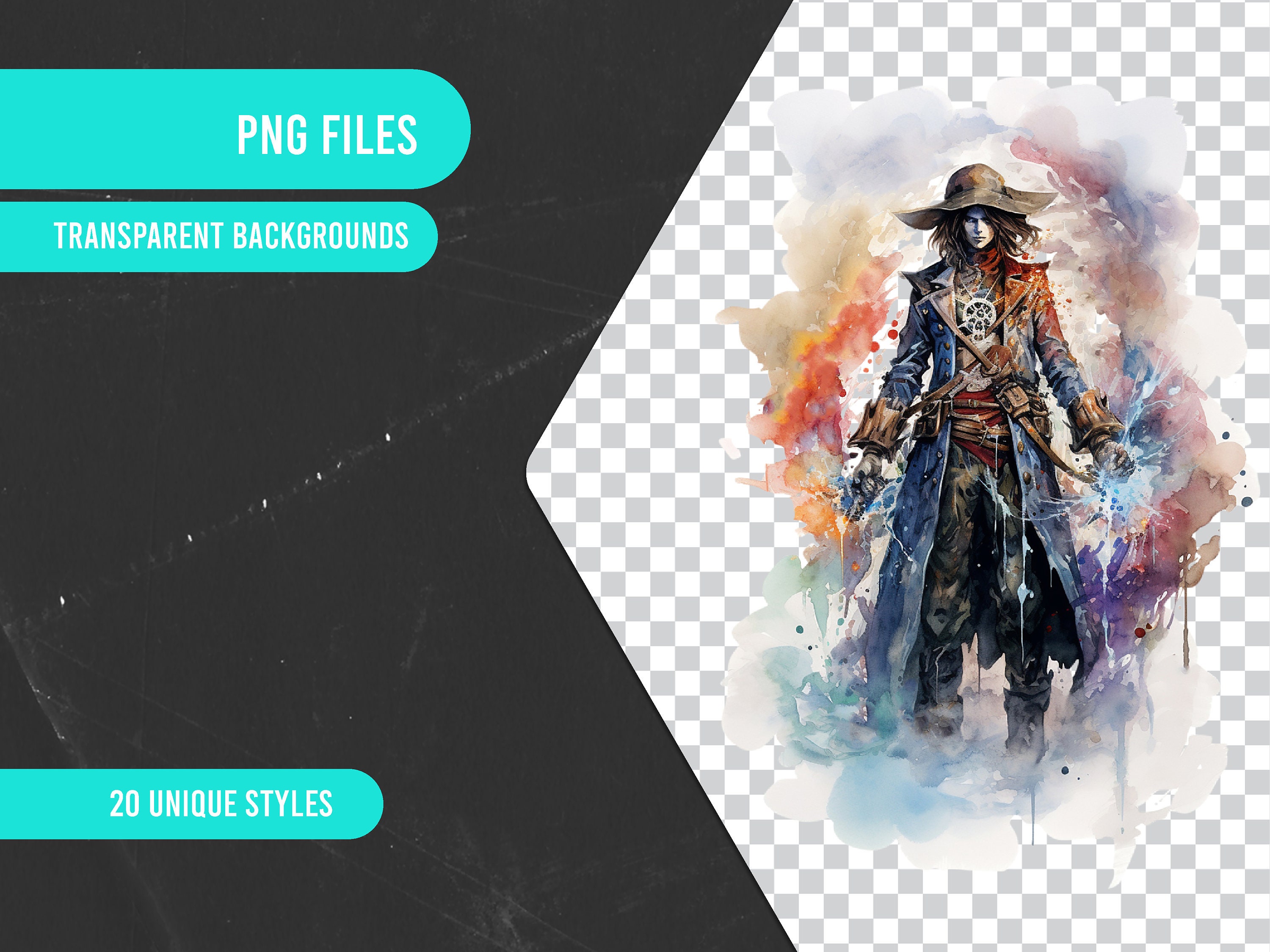 Watercolor Pirate Clipart Water Color Pirates PNG Pack - Etsy