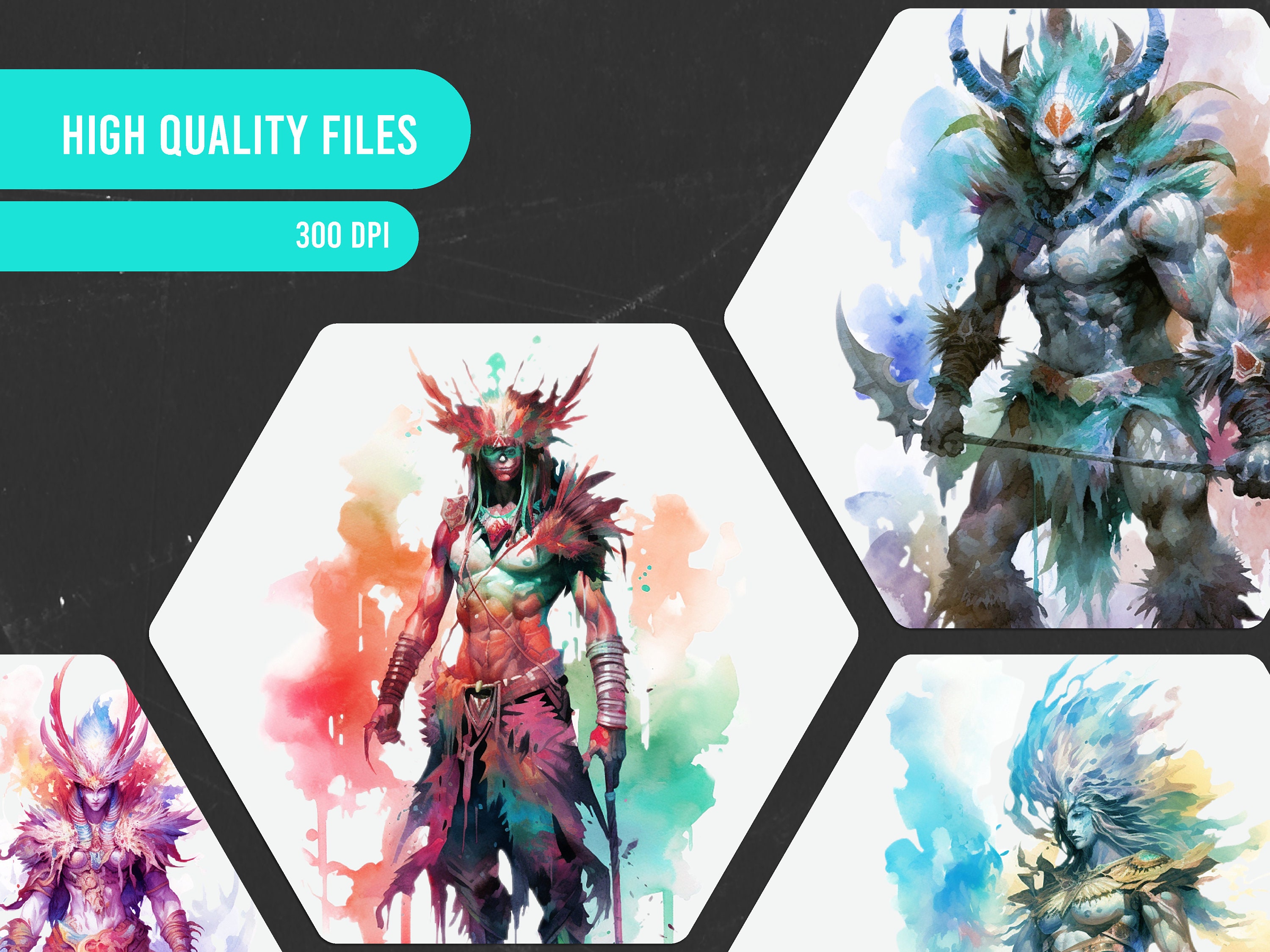 Watercolor Elemental Warrior Clipart, Jungle Warrior PNG, Element ...