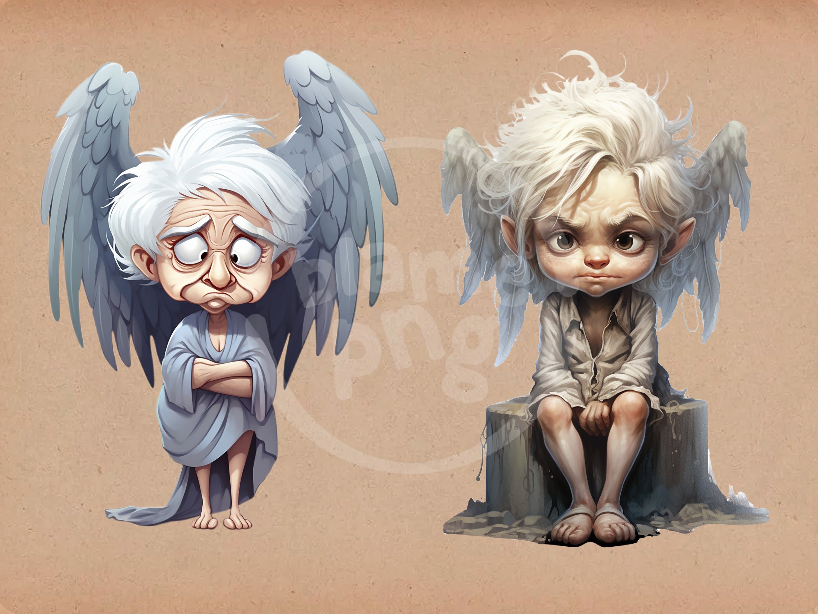 Funny Cartoon Angels Clipart Caricature Angel PNG Strange - Etsy
