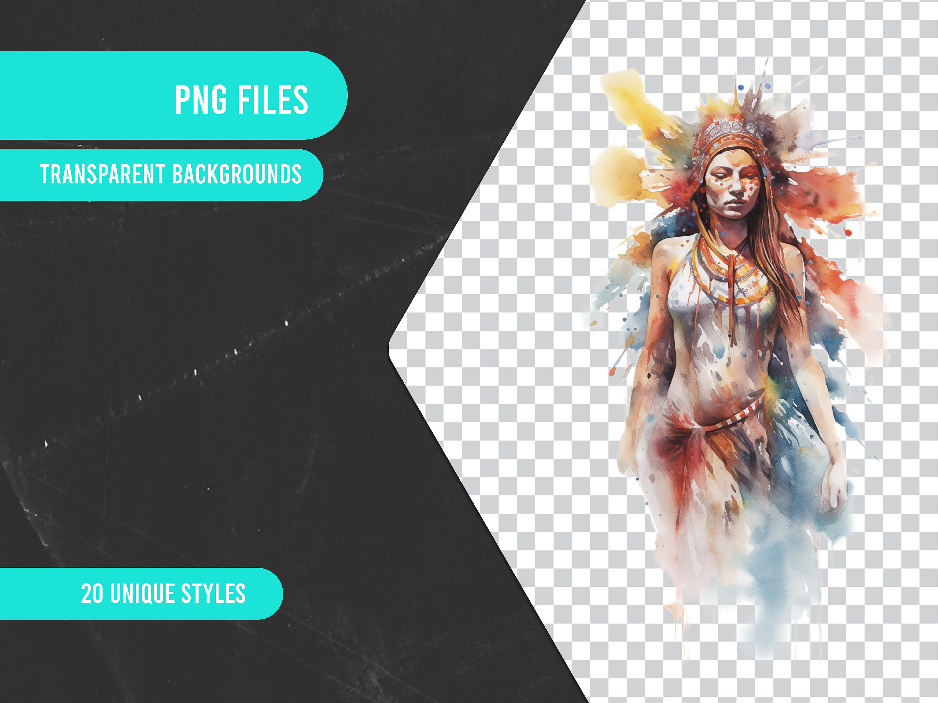 Watercolor Native American Clipart, Indian American PNG, Water Colour ...