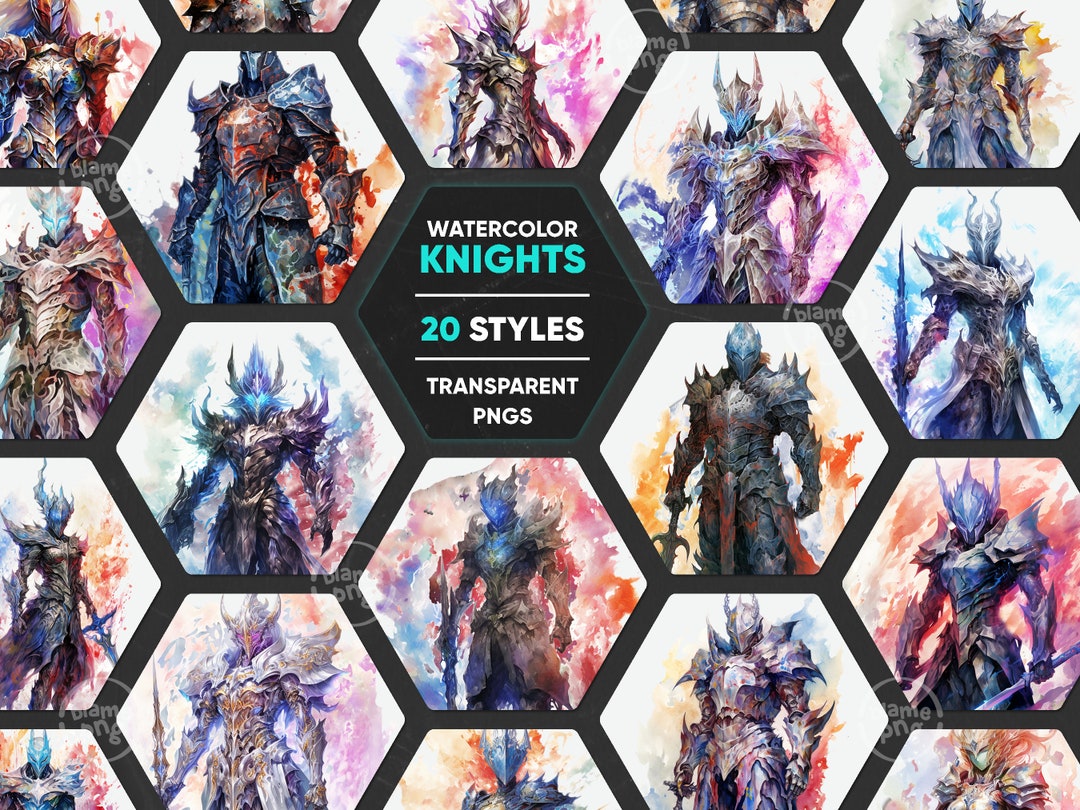 Watercolor Knights Clipart, Water Color Armoured Knights PNG, Chevalier ...