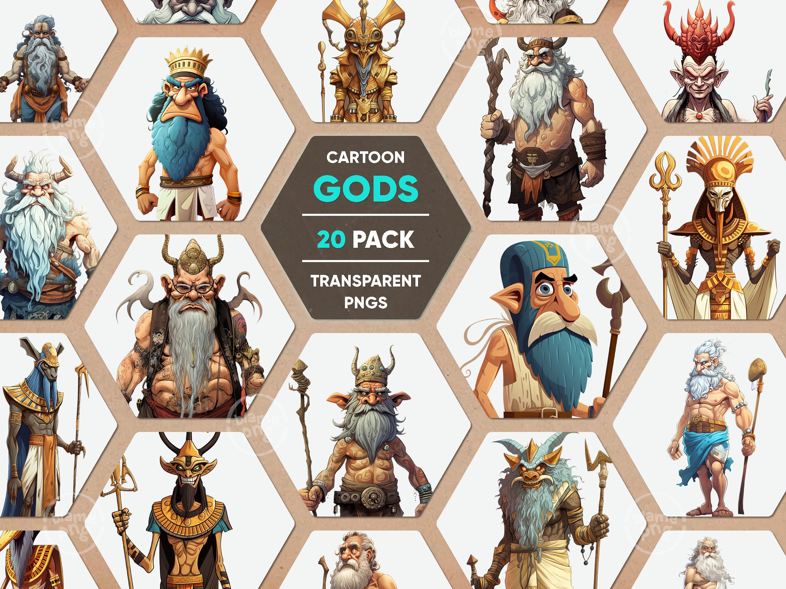 Cartoon Gods Clipart Ancient Egyptian Gods PNG Greek God - Etsy