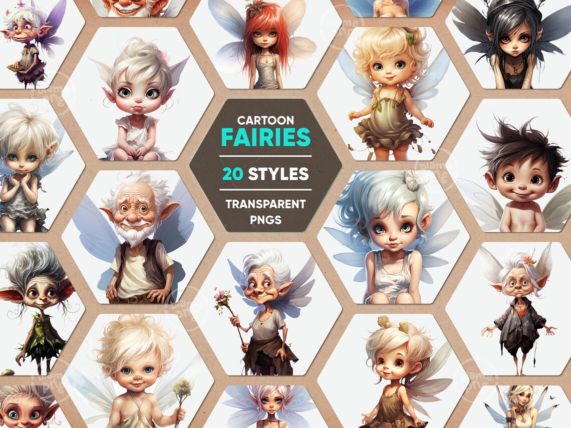 Funny Cartoon Fairy Clipart Cute Fairies PNG Pack Baby Fairy - Etsy