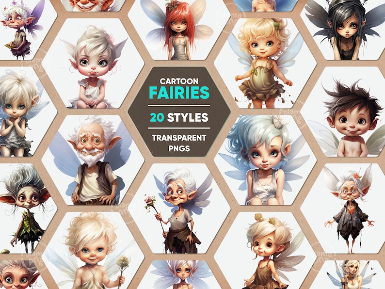 Funny Cartoon Fairy Clipart, Cute Fairies PNG Pack, Baby Fairy ...