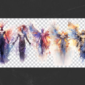 Watercolor Devil Clipart, Water Color Demon PNG, Horror Clip Art Pack ...