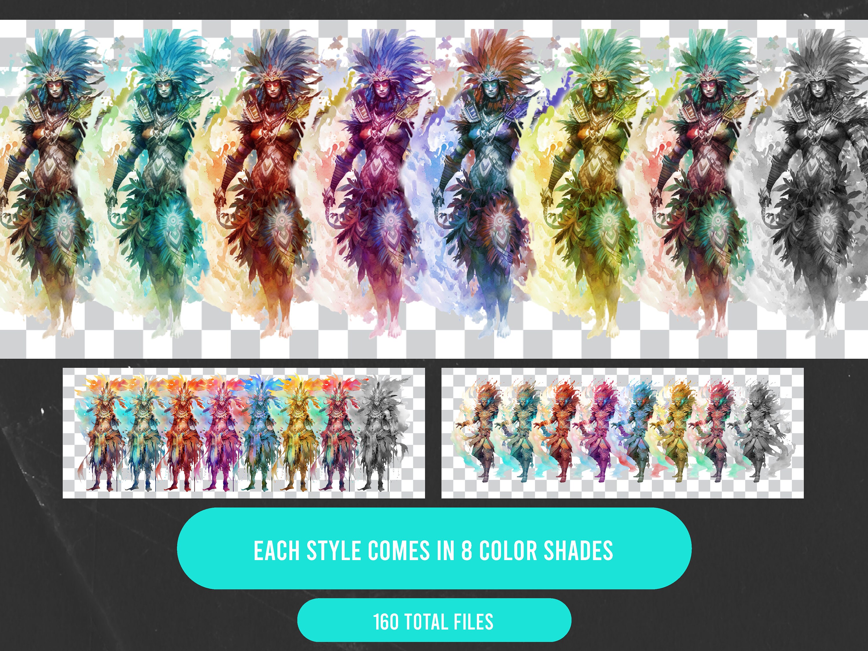 Watercolor Elemental Warrior Clipart, Jungle Warrior PNG, Element ...