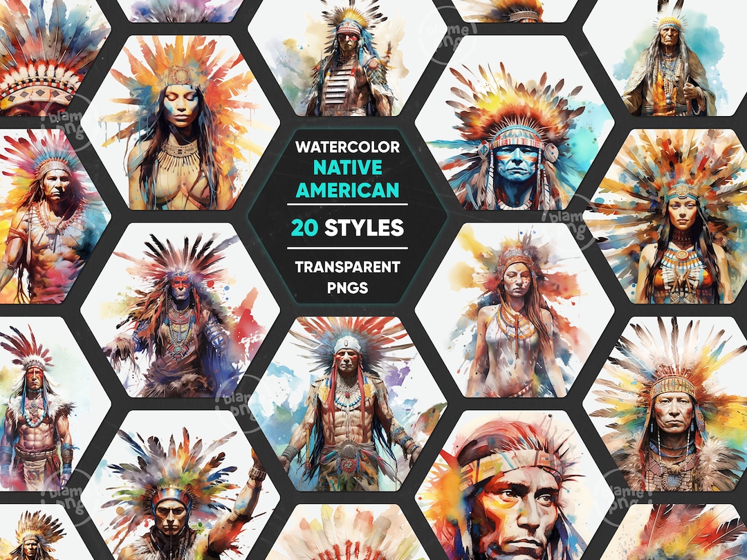Watercolor Native American Clipart, Indian American PNG, Water Colour ...