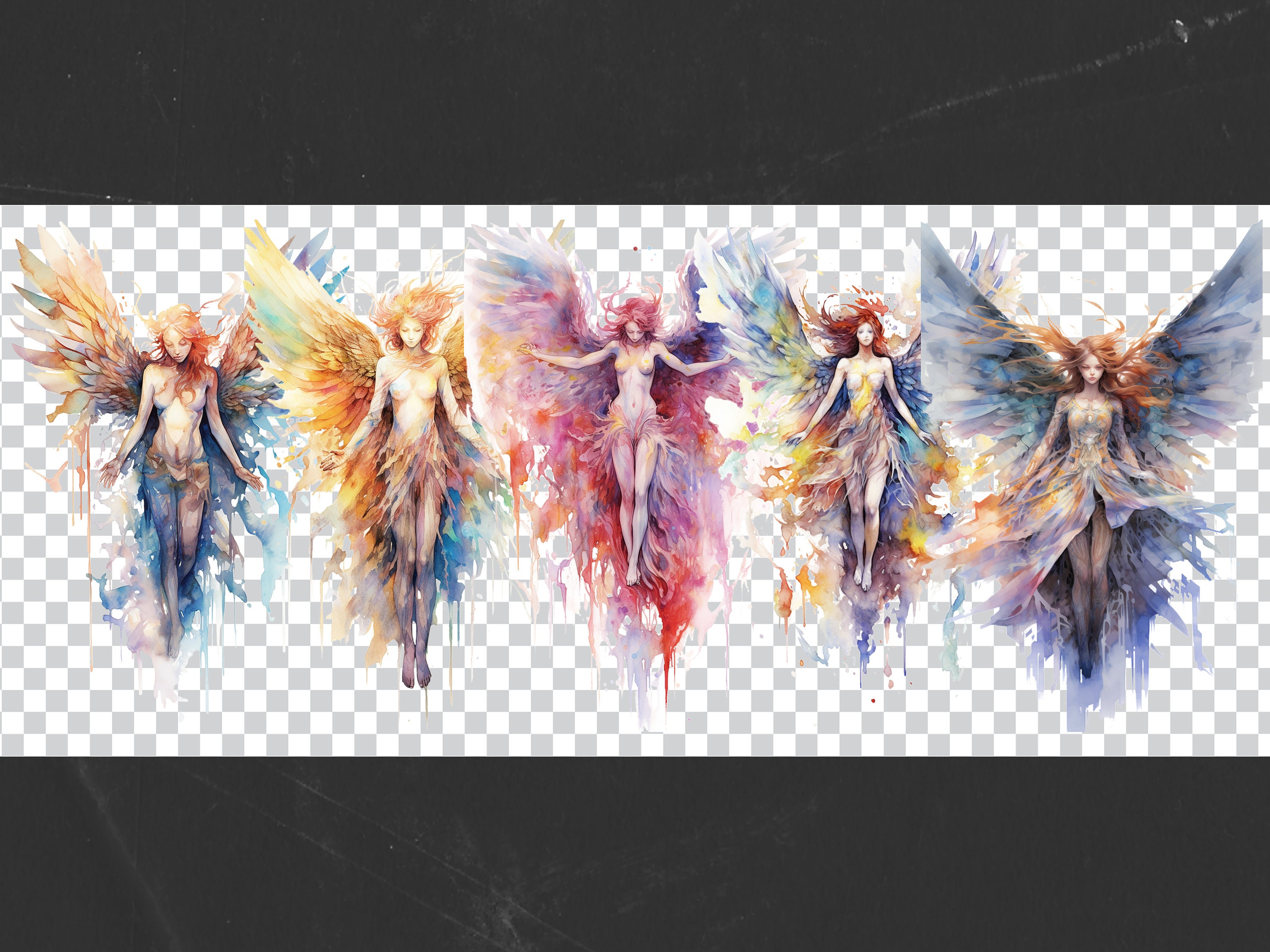 Watercolor Angel Clipart, Water Color PNG, Fantasy Clip Art Pack ...