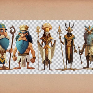 Cartoon Gods Clipart, Ancient Egyptian Gods PNG, Greek God Caricatures ...
