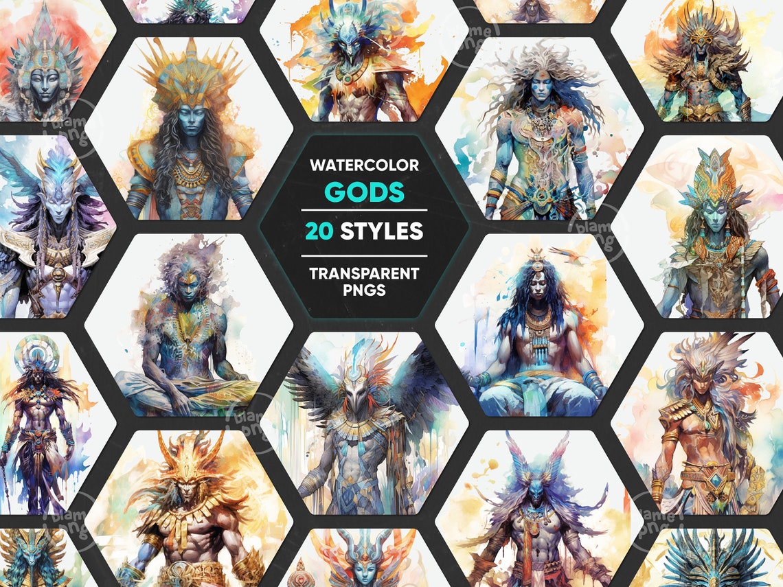 Watercolor Gods Clipart, Ancient Gods Clip Art, Egyptian God PNG, Greek ...
