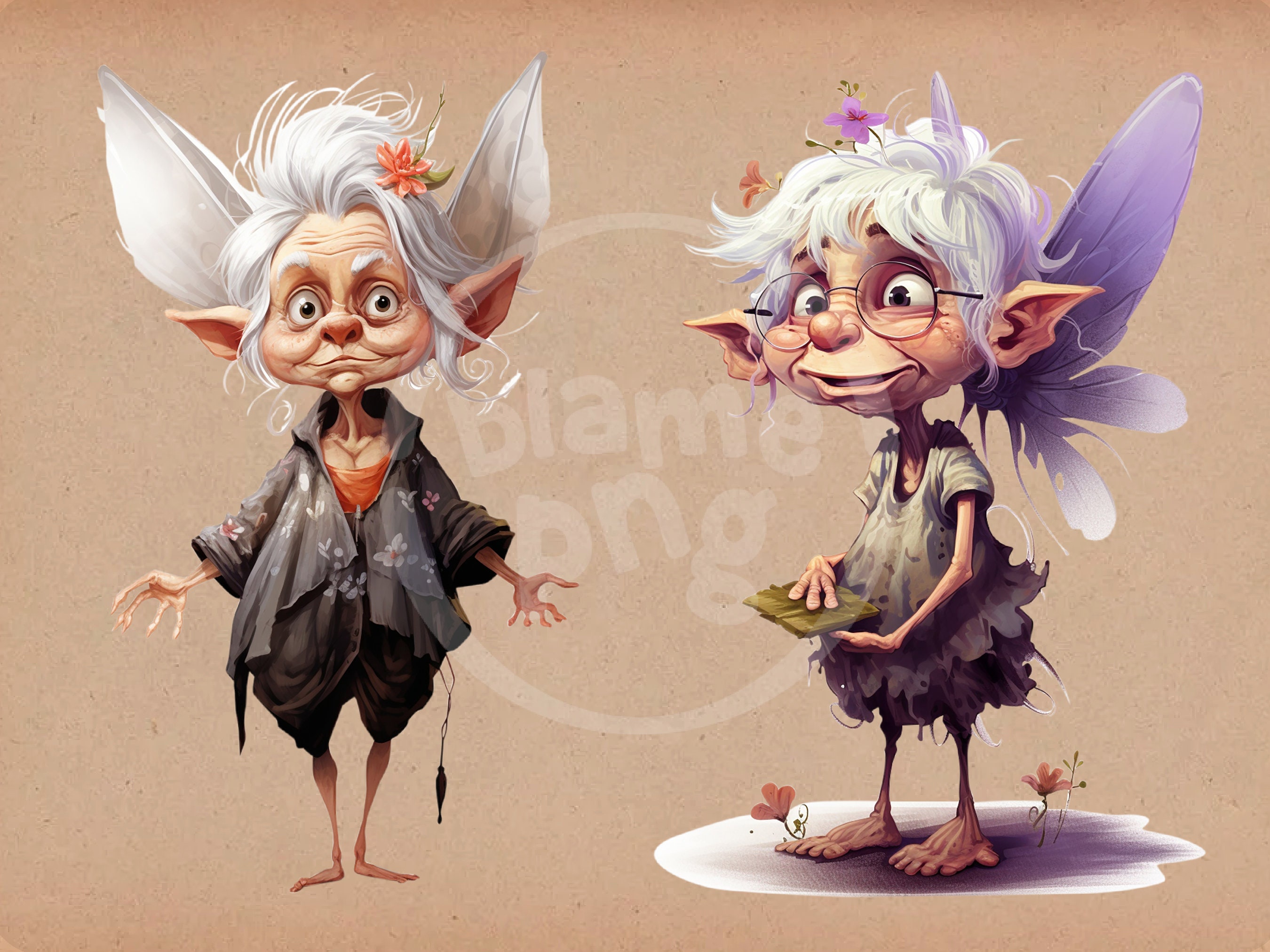 Funny Cartoon Fairy Clipart Cute Fairies PNG Pack Baby Fairy - Etsy