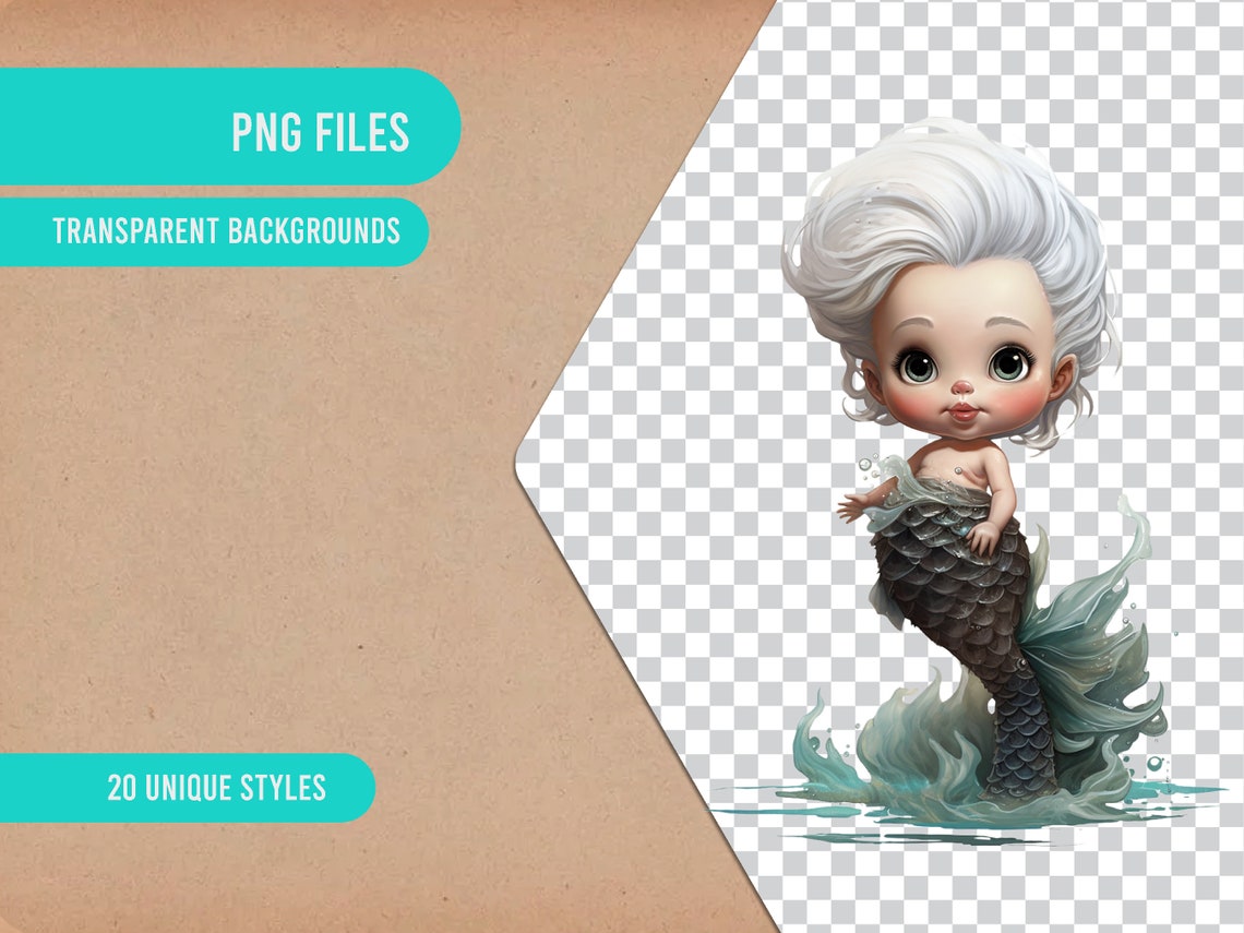 Cute Mermaid Clipart, Cartoon Mermaid PNG, Transparent Background ...