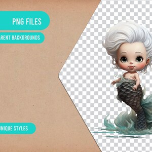 Cute Mermaid Clipart, Cartoon Mermaid PNG, Transparent Background ...