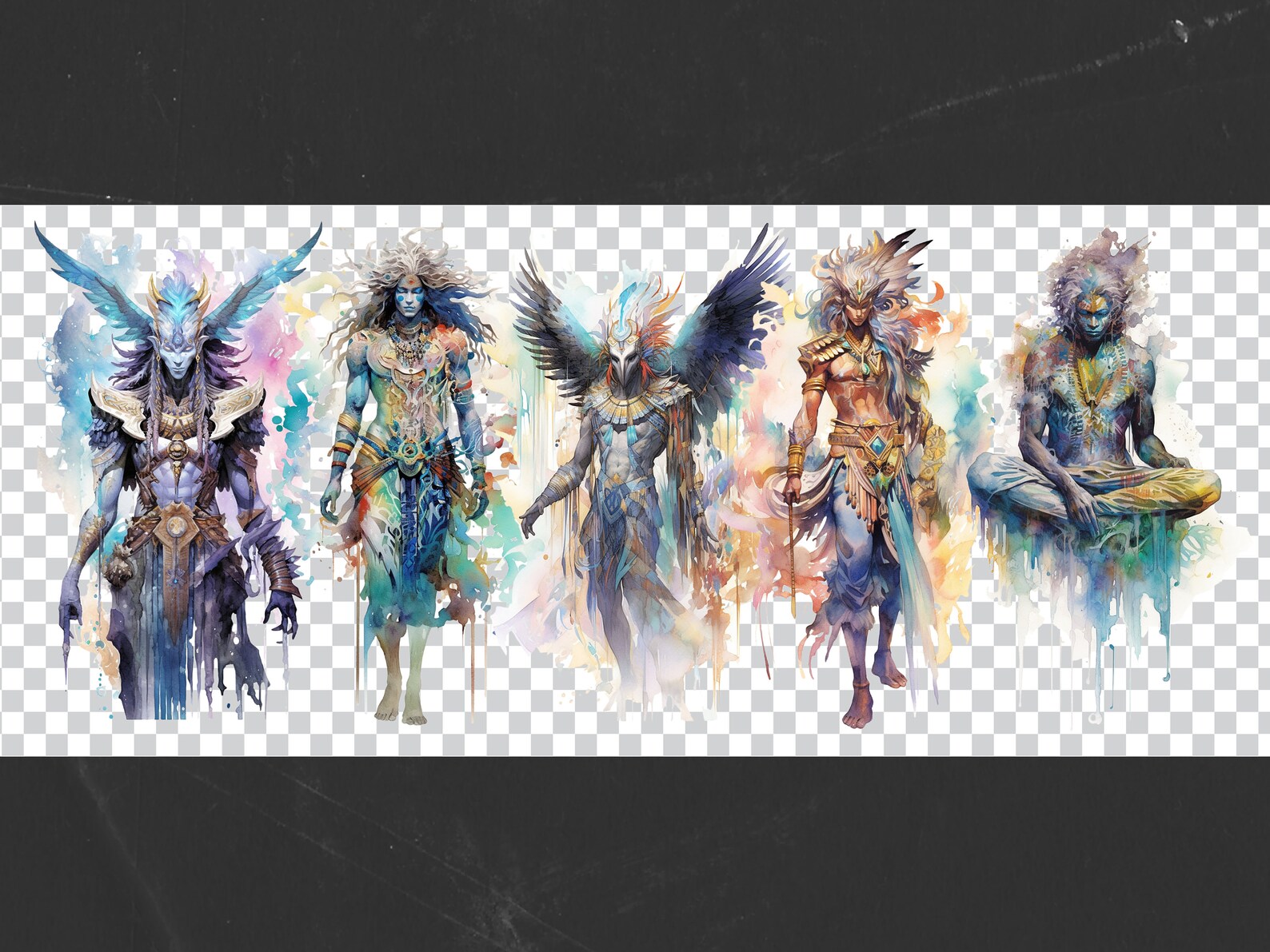 Watercolor Gods Clipart, Ancient Gods Clip Art, Egyptian God PNG, Greek ...