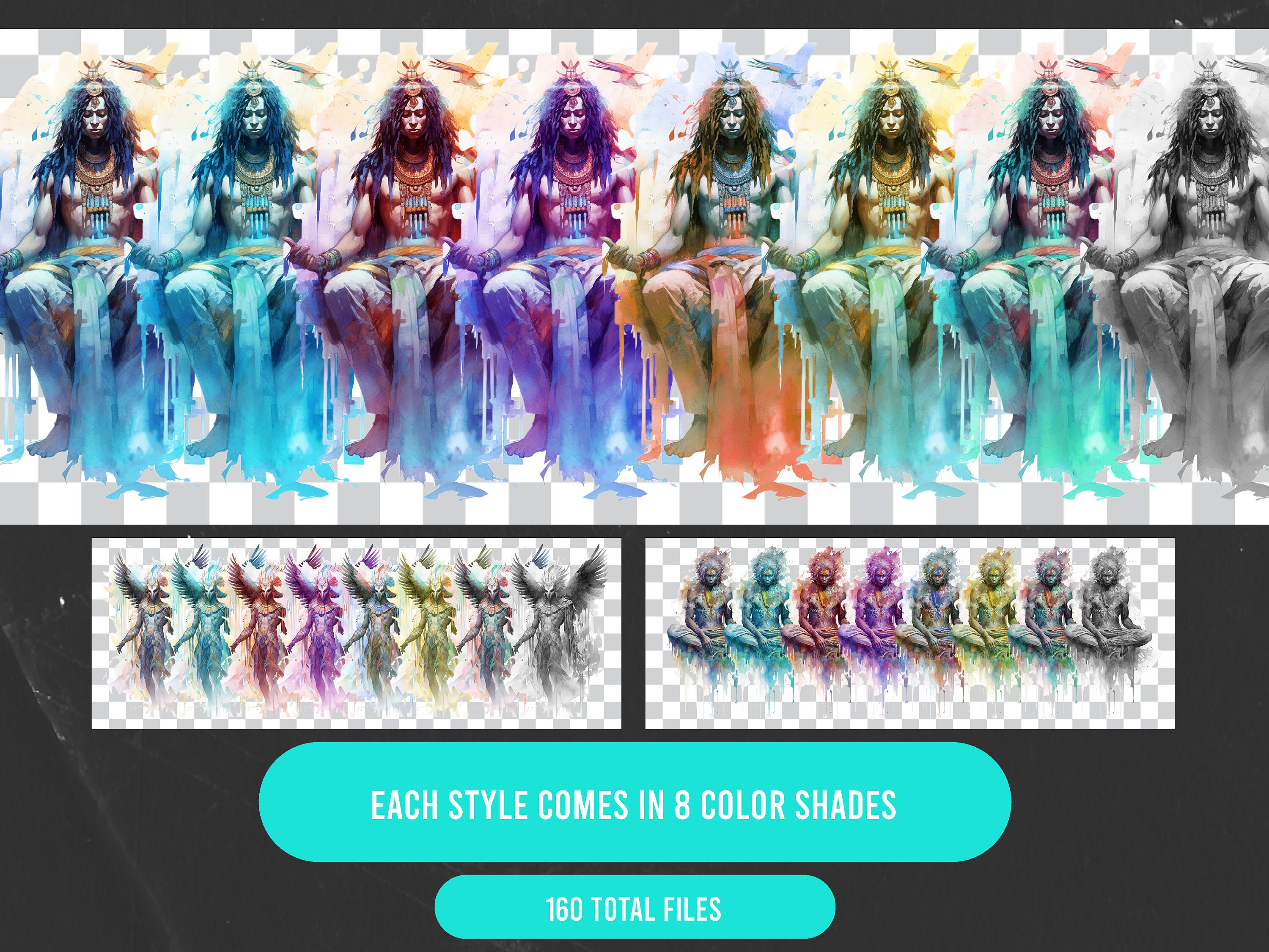 Watercolor Gods Clipart, Ancient Gods Clip Art, Egyptian God PNG, Greek ...