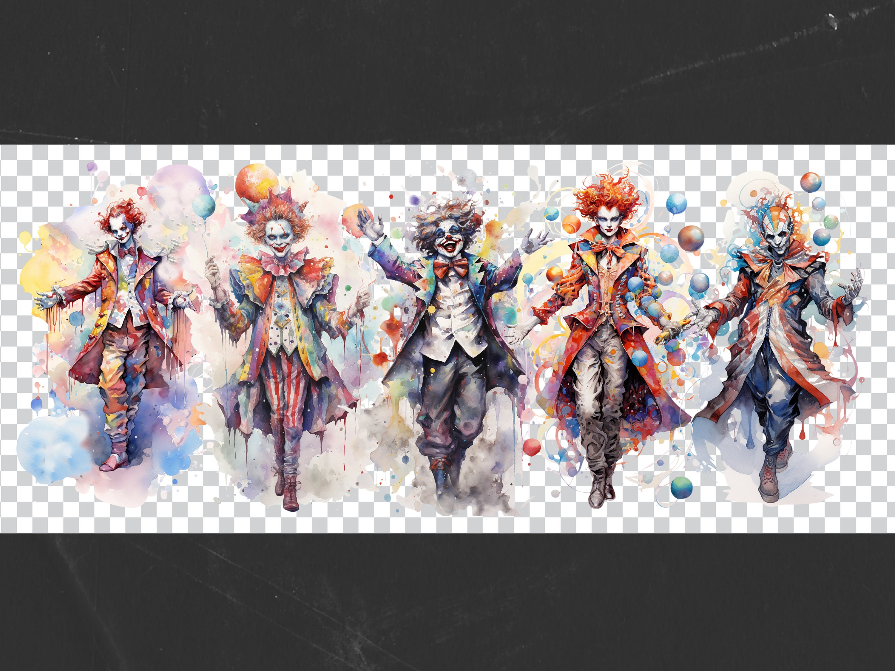 Watercolor Clown Clipart Water Colour Clown PNG Jester - Etsy