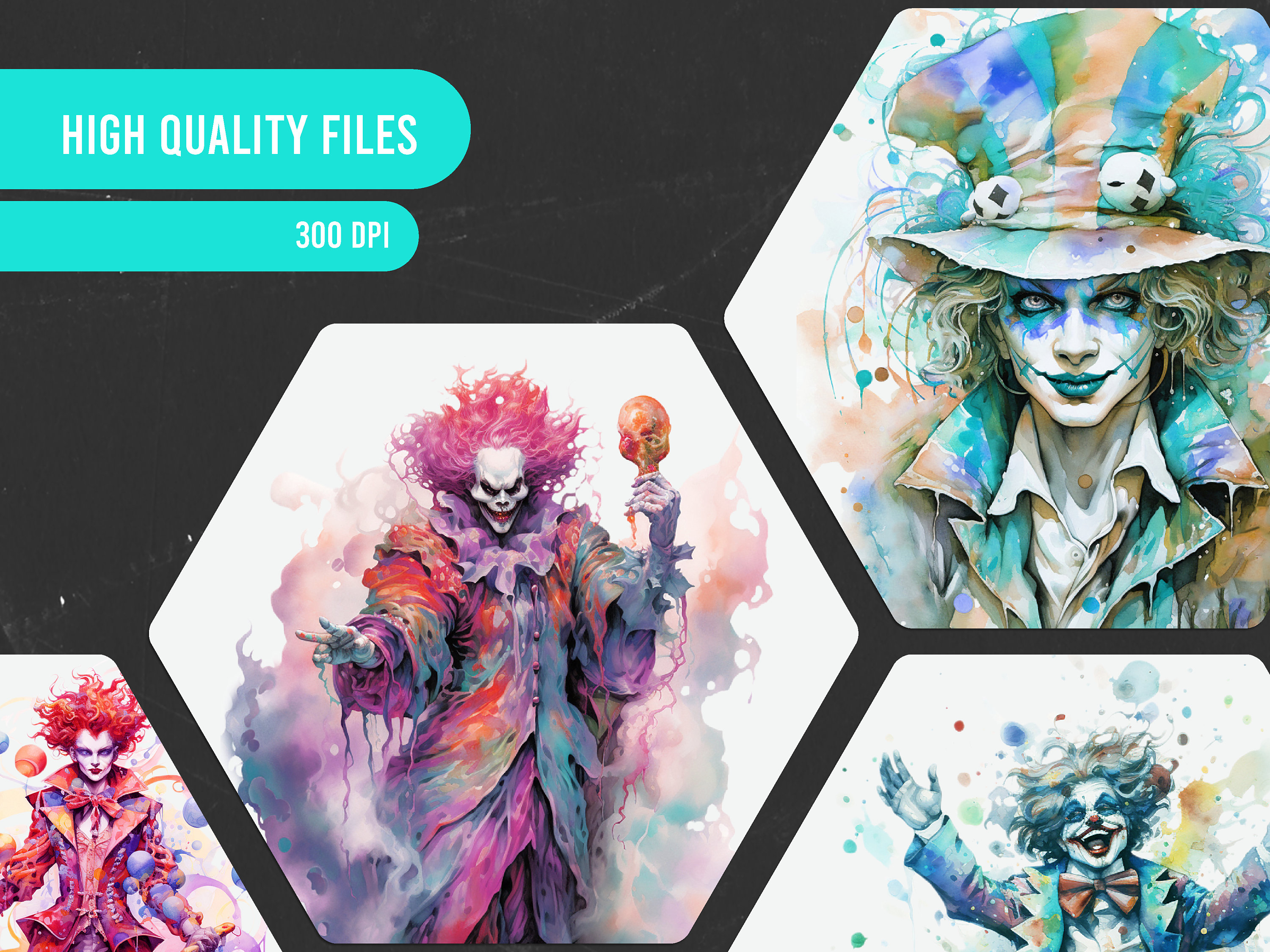 Watercolor Clown Clipart Water Colour Clown PNG Jester - Etsy