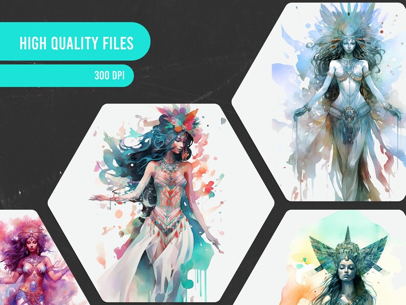 Watercolor Goddess Clipart, Ancient Goddess PNG, Transparent Background ...