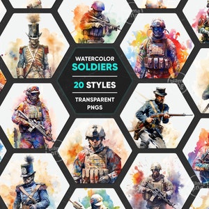 Watercolor Soldier Clipart, Transparent Infantry PNG, Water Color Army ...