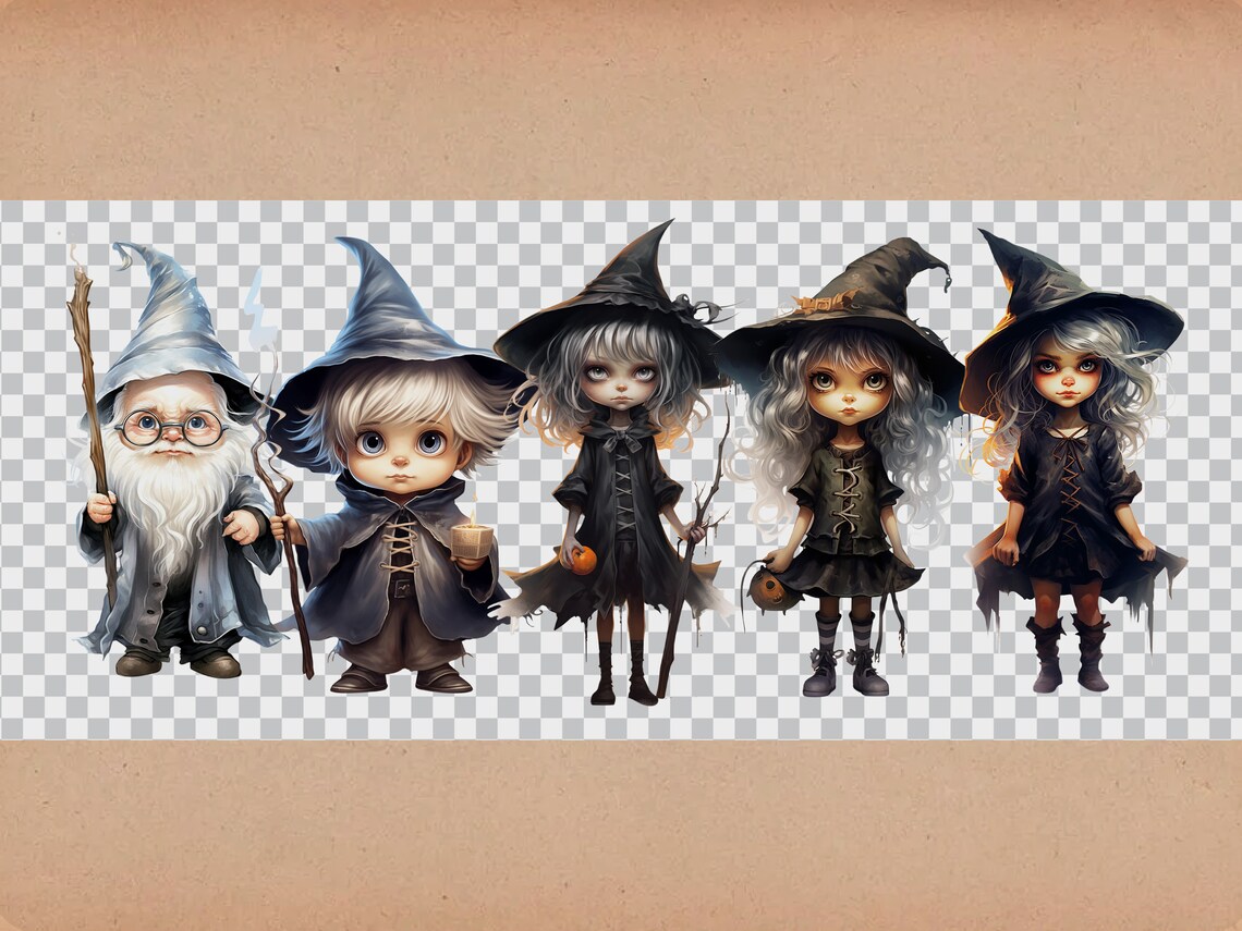 Funny Wizard Clipart, Cute Witch PNG, Transparent Background Magic Clip ...