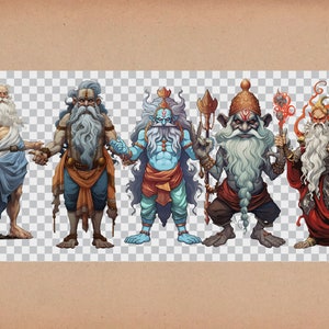 Cartoon Gods Clipart, Ancient Egyptian Gods PNG, Greek God Caricatures ...