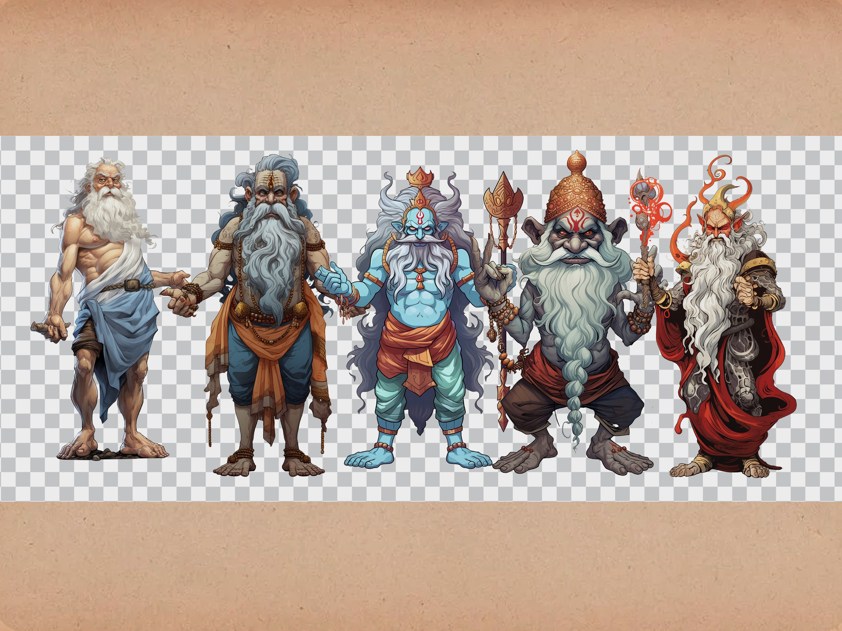 Cartoon Gods Clipart Ancient Egyptian Gods PNG Greek God - Etsy