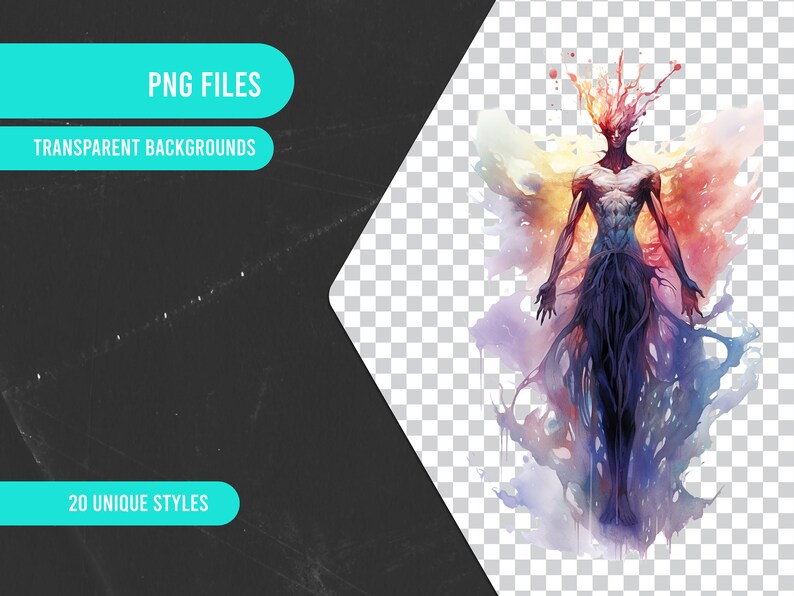 Watercolor Devil Clipart, Water Color Demon PNG, Horror Clip Art Pack ...