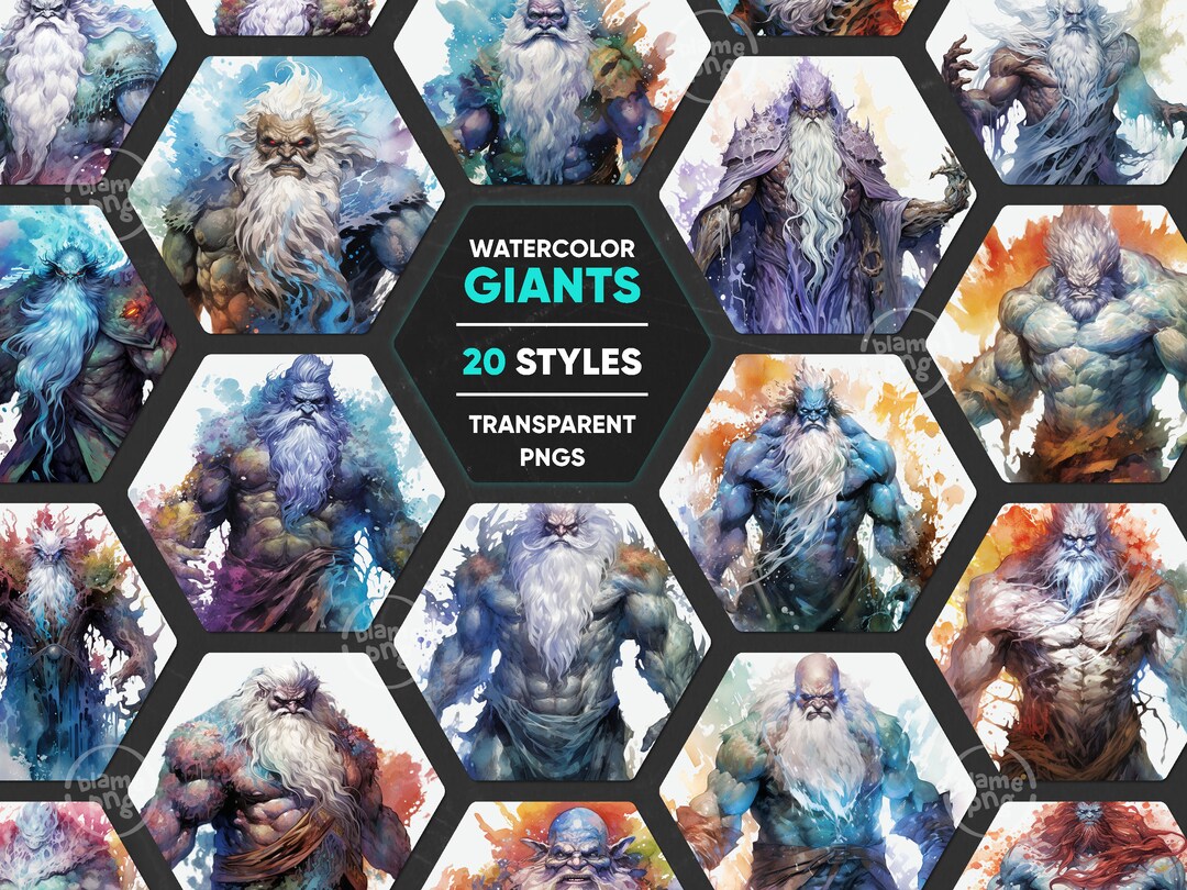 Watercolor Giants Clipart, Water Colour Giant Troll PNG, Fantasy Clip ...