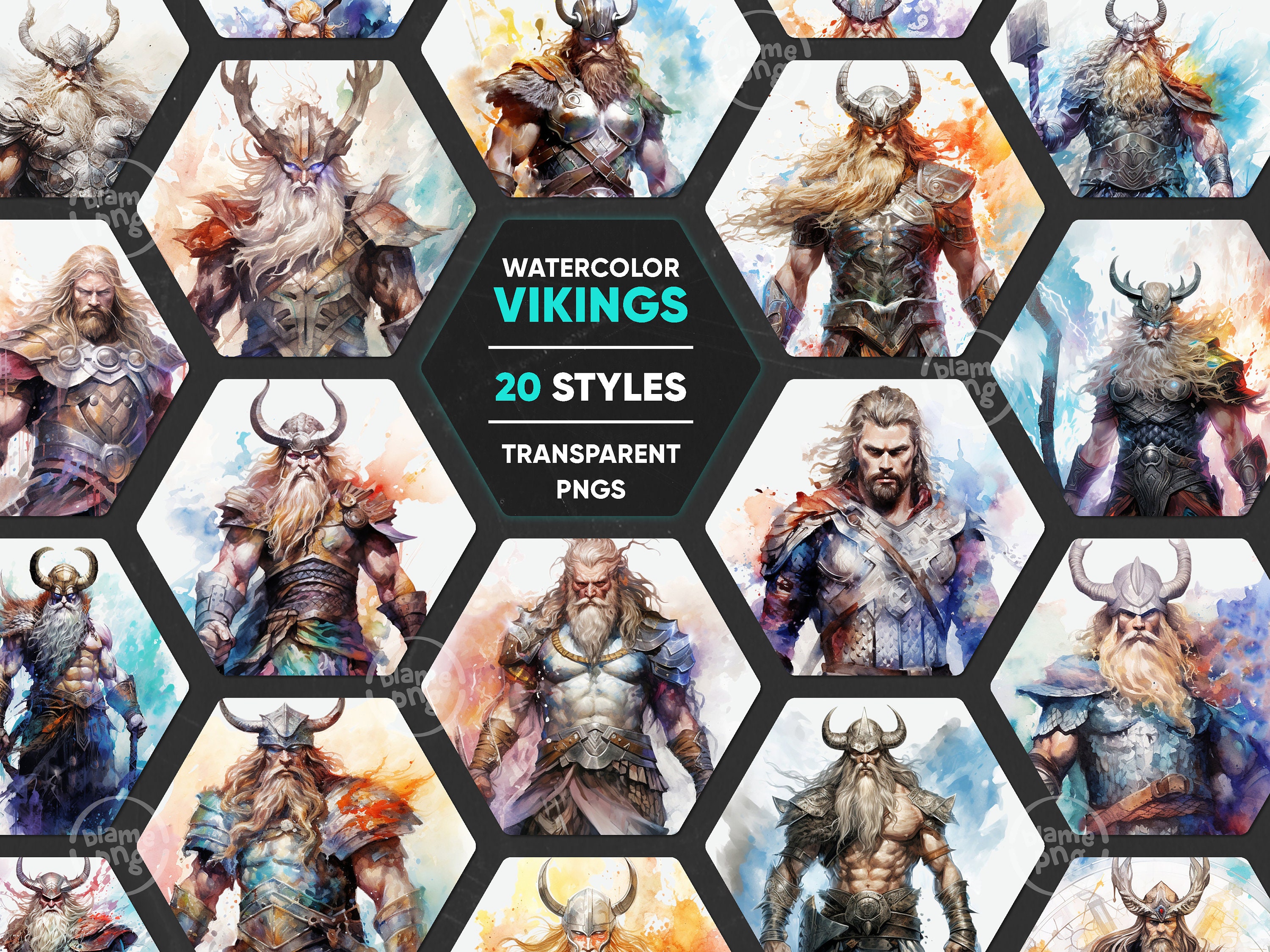 Watercolor Viking Clipart, Water Colour Viking PNG, Norsemen Clip Art ...