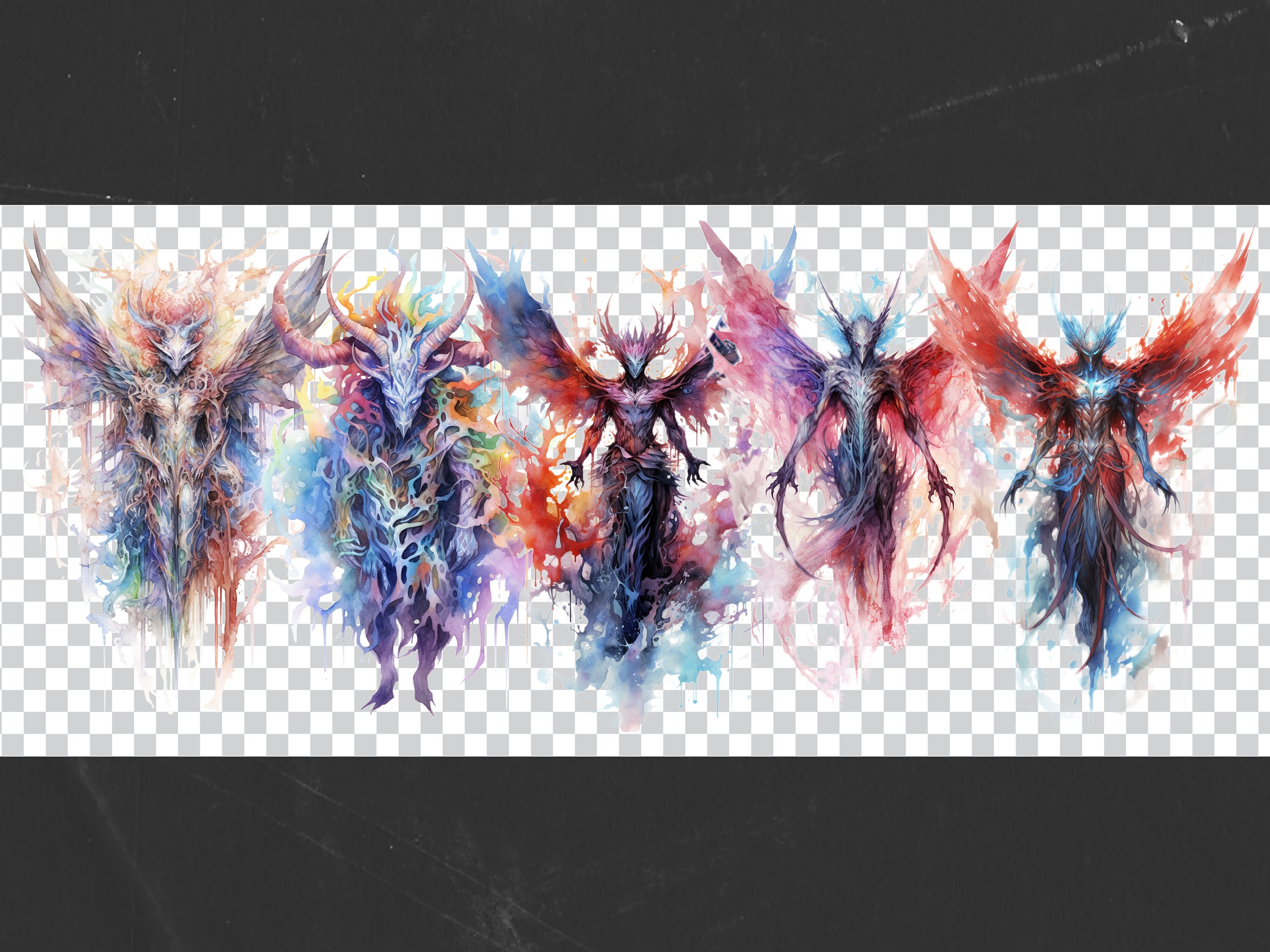 Watercolor Devil Clipart Water Color Demon PNG Horror Clip - Etsy