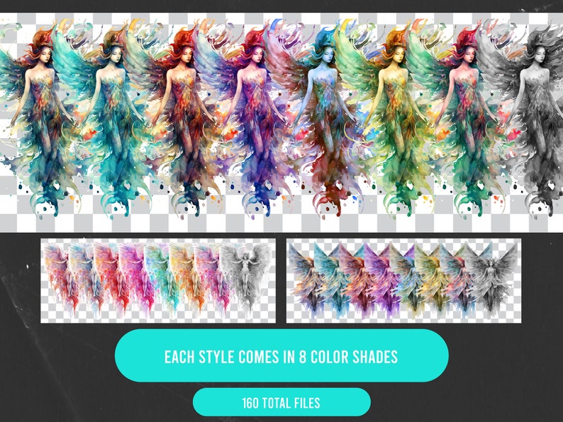 Watercolor Angel Clipart, Water Color PNG, Fantasy Clip Art Pack ...