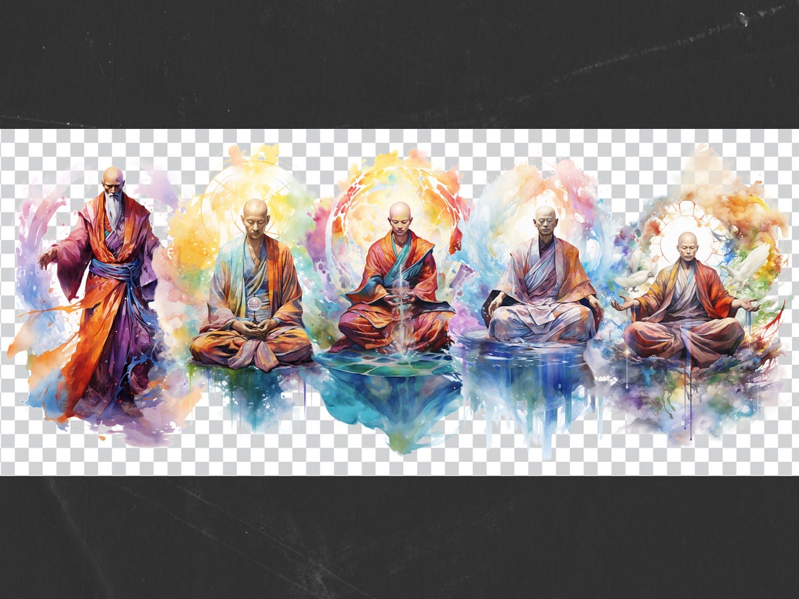 Watercolor Monk Clipart, Buddhist Monk PNG, Transparent Background ...